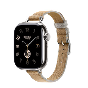 Buy Apple Watch Hermès Series 10 GPS + Cellular, 42-mm Silver Titanium Case with Kraft/Bleu ...