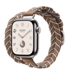 Buy Apple Watch Hermès Series 10 GPS + Cellular, 42mm Silver Titanium Case with Beige de Weimar ...