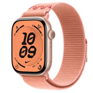 Buy Apple Watch Series 11 GPS, 46mm Rose Gold Aluminium Case with Alpenglow Pink Nike Sport Loop ...