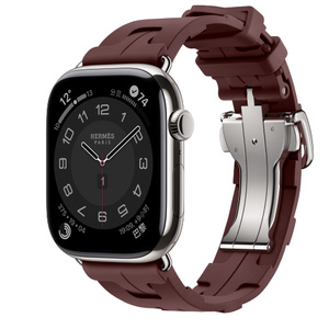 购买 Apple Watch Hermès Series 11 (GPS + 蜂窝网络)；46 毫米银色钛金属表壳；Bordeaux 酒红色 Kilim Single Tour 表带 - 教育 ...