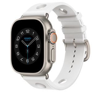 購買 Apple Watch Hermès Ultra 3 (GPS + 行動網路)；49 公釐原色鈦金屬錶殼；Blanc 白色 Scub’H ...