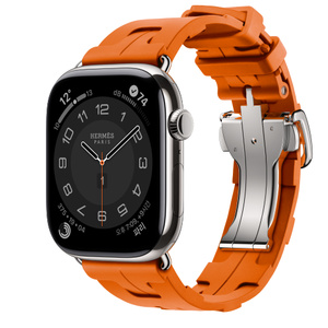 Apple Watch Hermès Series 11 GPS + Cellular, 46mm 실버 티타늄 케이스, 그리고 오랑쥬 ...