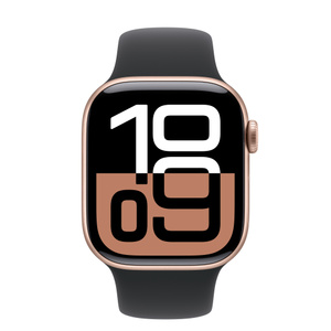 Buy Apple Watch Series 10 GPS, 42mm Rose Gold Aluminium Case with Black ...