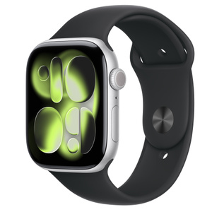 Apple Watch Series 11 GPS, 46mm 실버 알루미늄 케이스, 그리고 블랙 스포츠 밴드 - M/L 구입하기 - 교육 - Apple (KR)