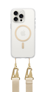 Tech21 FlexQuartz for iPhone 15 Pro Max（MagSafe対応）- ゴールド（クロスボディストラップ付き ...