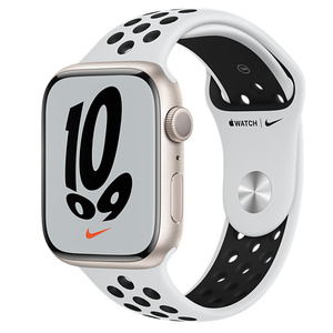 Apple Watch Nike Series 7 GPS, 45‑mm Starlight Aluminium Case with Pure ...