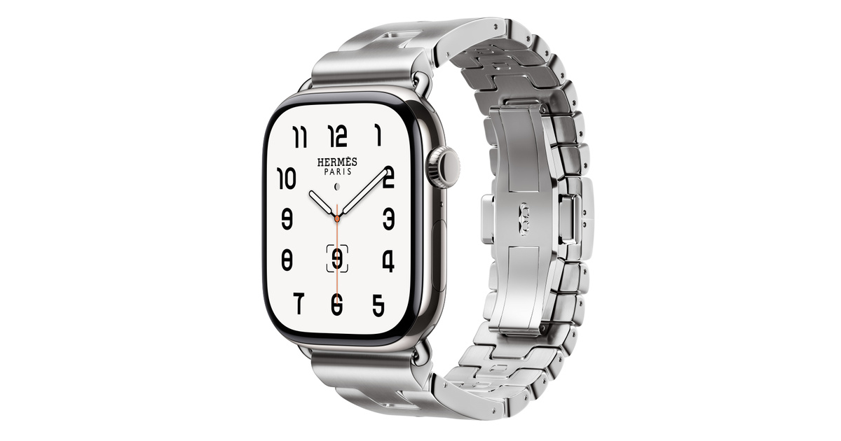 Apple Watch Hermès Series 10 GPS + Cellular, 46mm 실버 티타늄 케이스, 그리고 사티네 ... Apple Watch Hermès Series 10 GPS + Cellular, 46mm 실버 티타늄 케이스, 그리고 사티네 ...